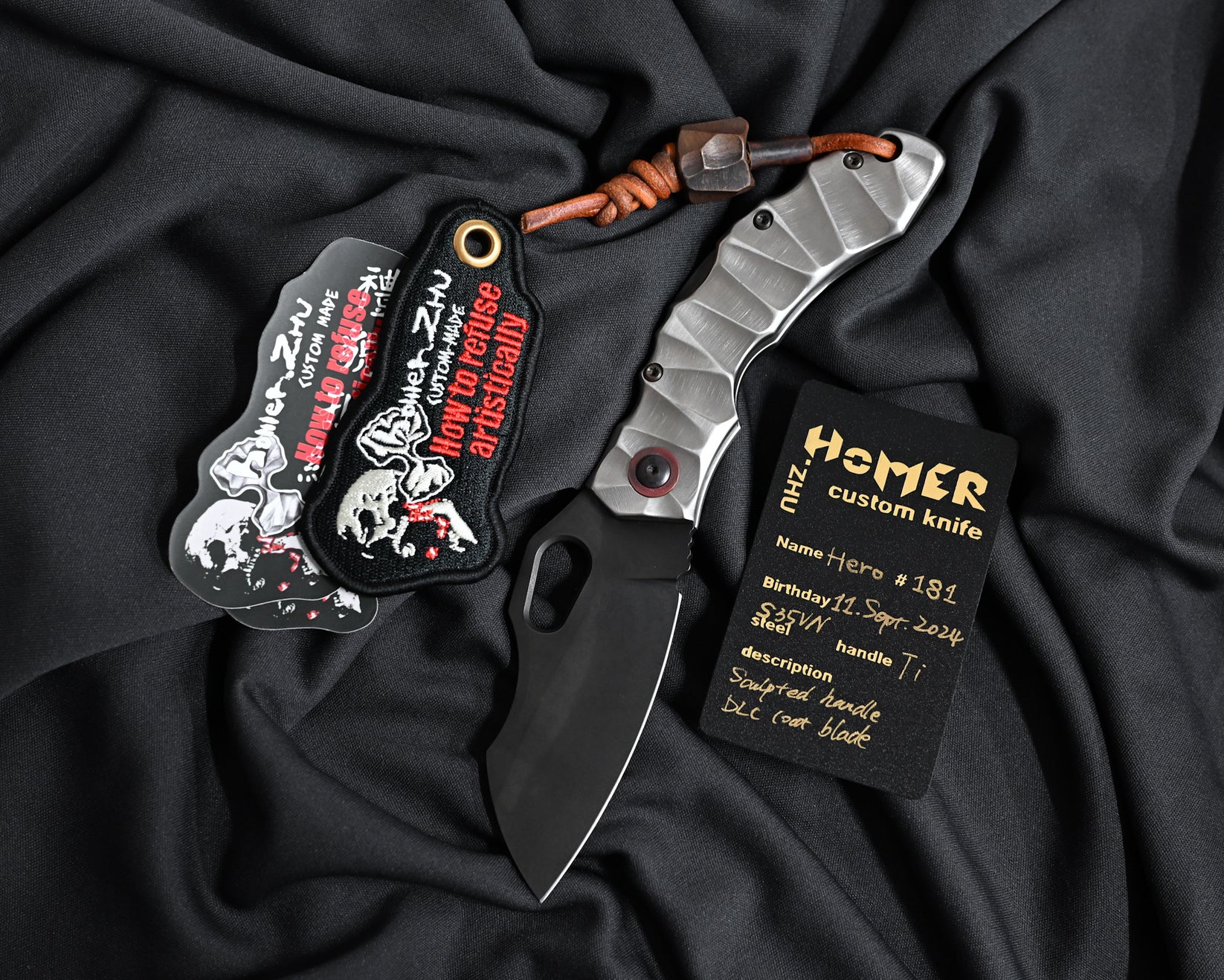 Homer Knife Hero #181 | Limited Edition Titanium Folding Knife - Black ...